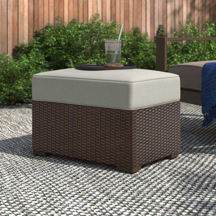 Mercury Row Mcclaskey Wicker Outdoor Ottoman with Sunbrella Cushion Reviews Wayfair